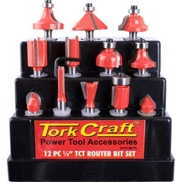 Tork Craft Router Bit Set 12Pc Plastic Box 1/4 Shank – LESonline